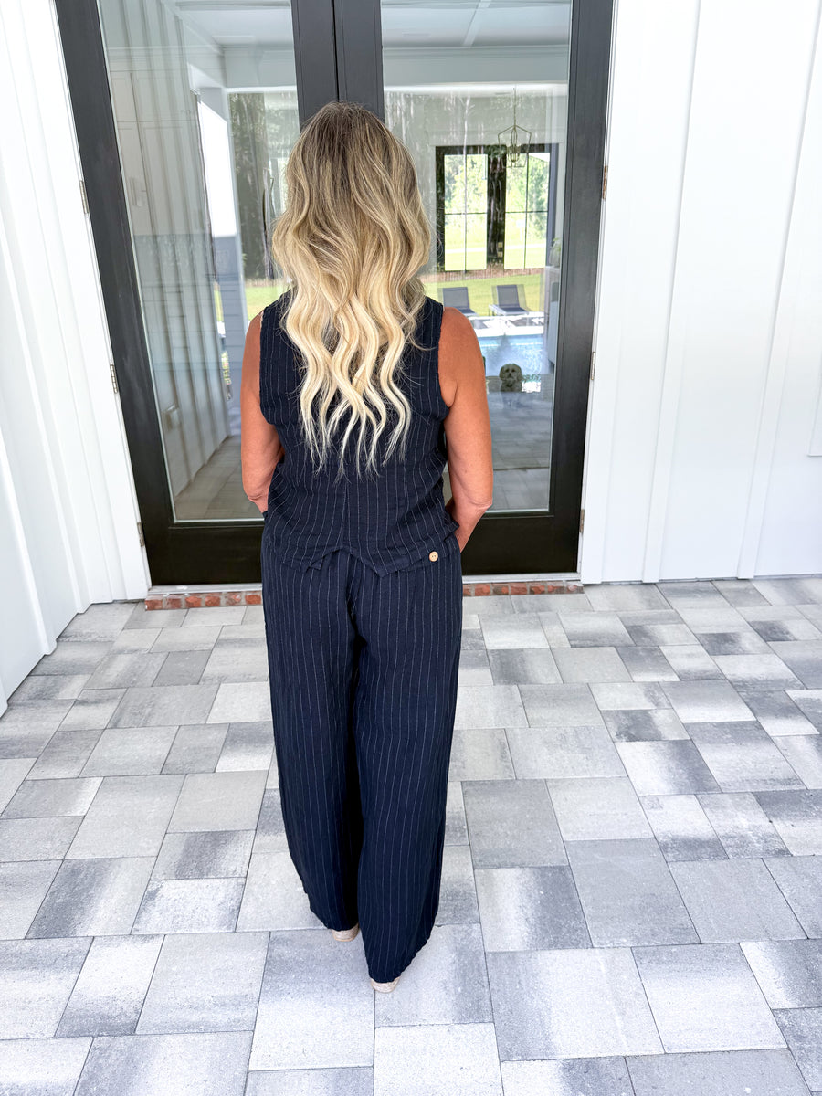 Pinstripe Linen Vest – Lobo's Boutique Tally